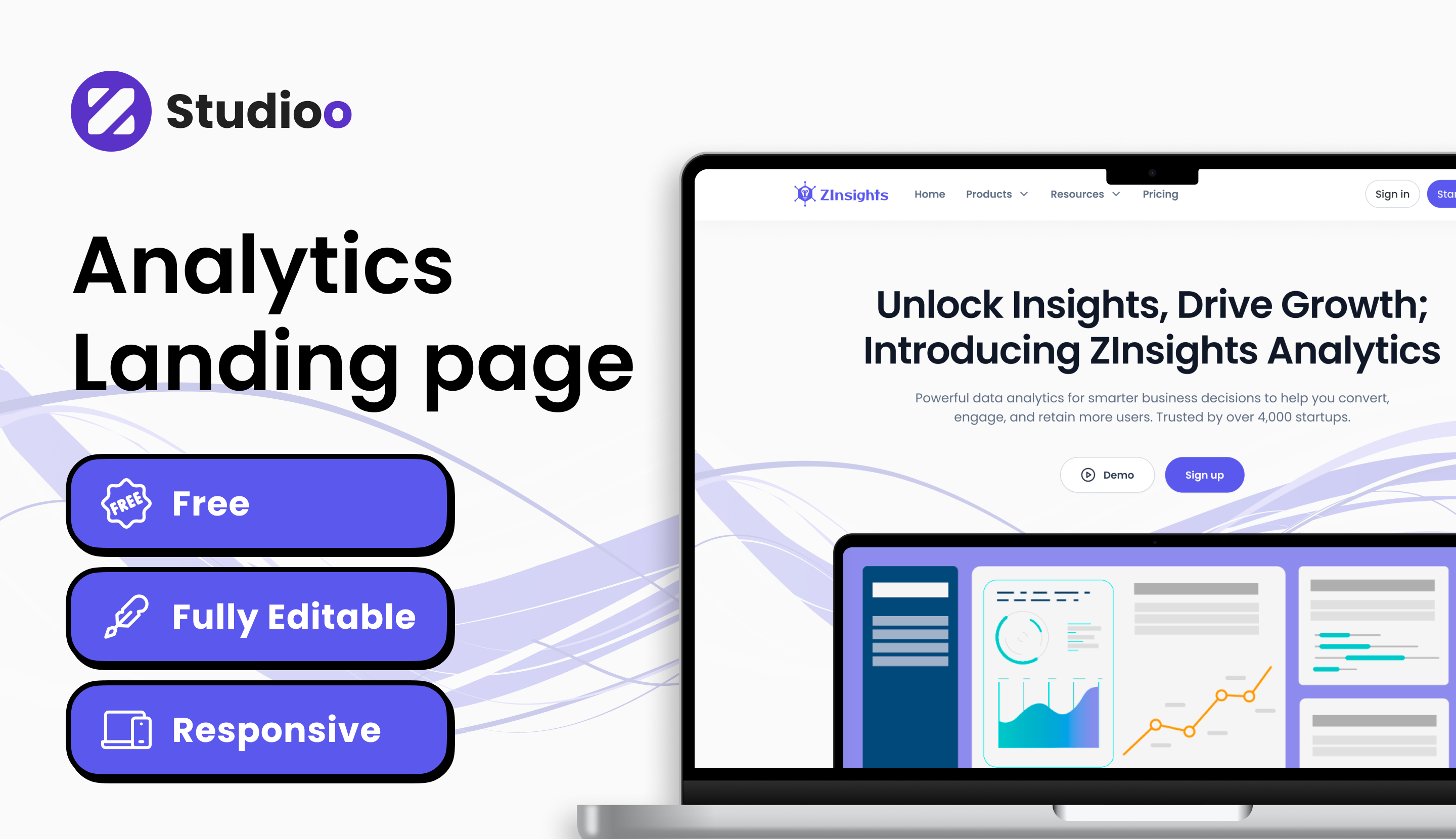 Product Analytics Landing Template | Bubble